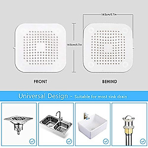 LONGFITE Drain Cover Strainer Hair Catcher and Stopper 2 Pack with Strong Suction for Bathroom Shower, Bathtub and Kitchen