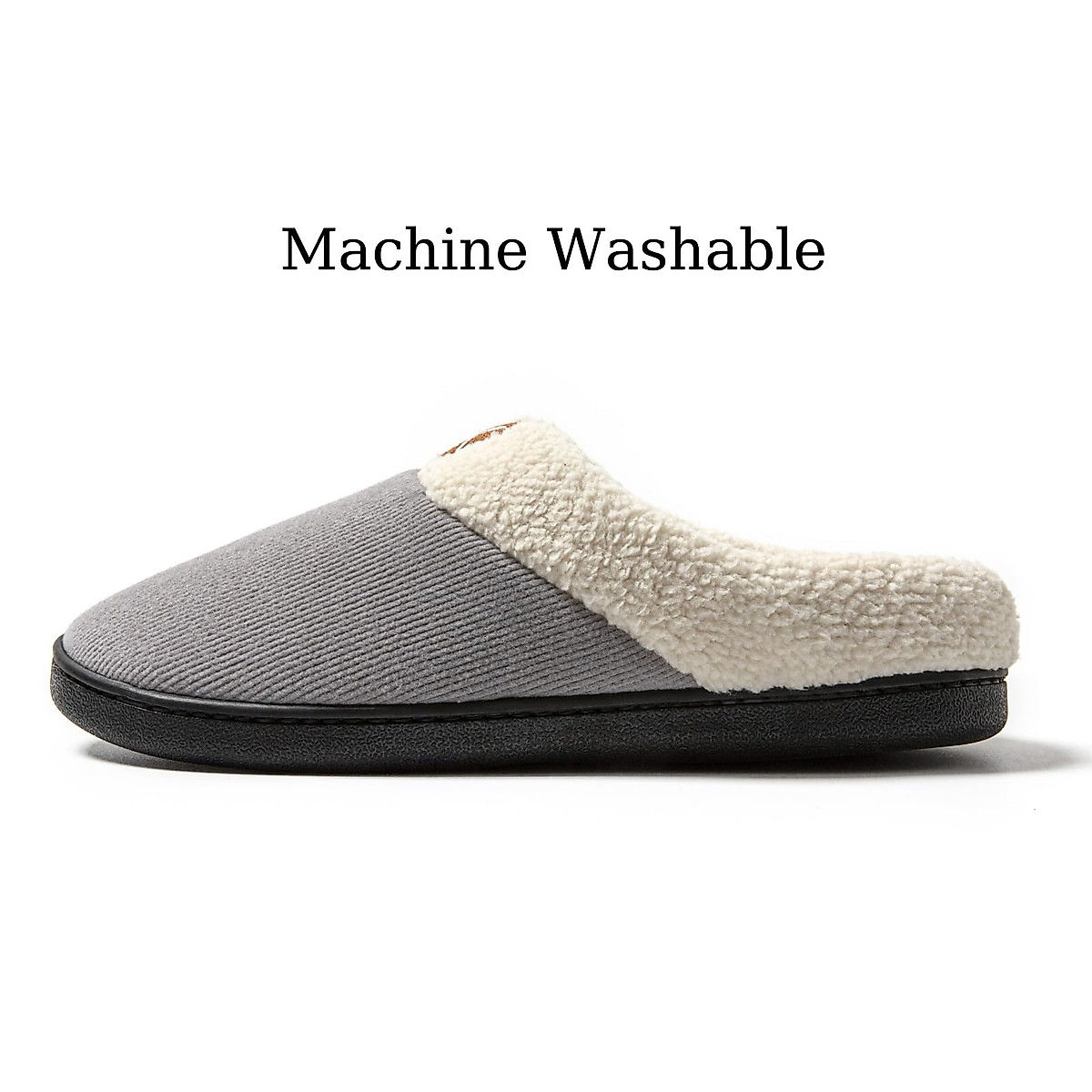 oneslippers Womens Cozy Fuzzy Memory Foam Slippers House Comfy Slip Shoes Indoor Outdoor Anti Skid Rubber Sole Grey Size 9 US