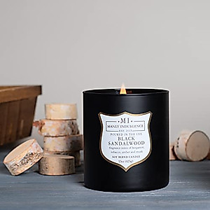 Manly Indulgence Scented Jar Candle, Black Sandalwood, Signature Collection, Soy Wax Blend, Wooden Wick, 15 Oz, Single (Bergamot, Tobacco, Amber & Musk)