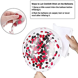 coxylaco Black Red Confetti Latex Balloons, 60Pack 12inch Black Red Confetti Party Balloons for Mother's day Birthday Baby Shower Wedding Engagement Company Event Party Decoration