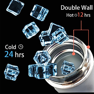 Xnego Vacuum Insulated Stainless Steel Water Bottle, Double Wall Thermos Keeps Drinks Hot for 12 Hours and Cold for 24, Reusable Metal Leak-Proof Sports Flask with Wide Mouth Lid, Set of 2