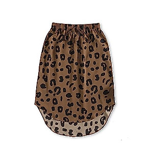 SOLY HUX Women's Leopard Print Tie Front High Waist High Low Short Skirt Multicoloured L