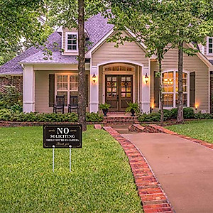 Uflashmi No Soliciting Sign for House Yard, No Soliciting Signs for Home with Stake, 13X7.87 inch