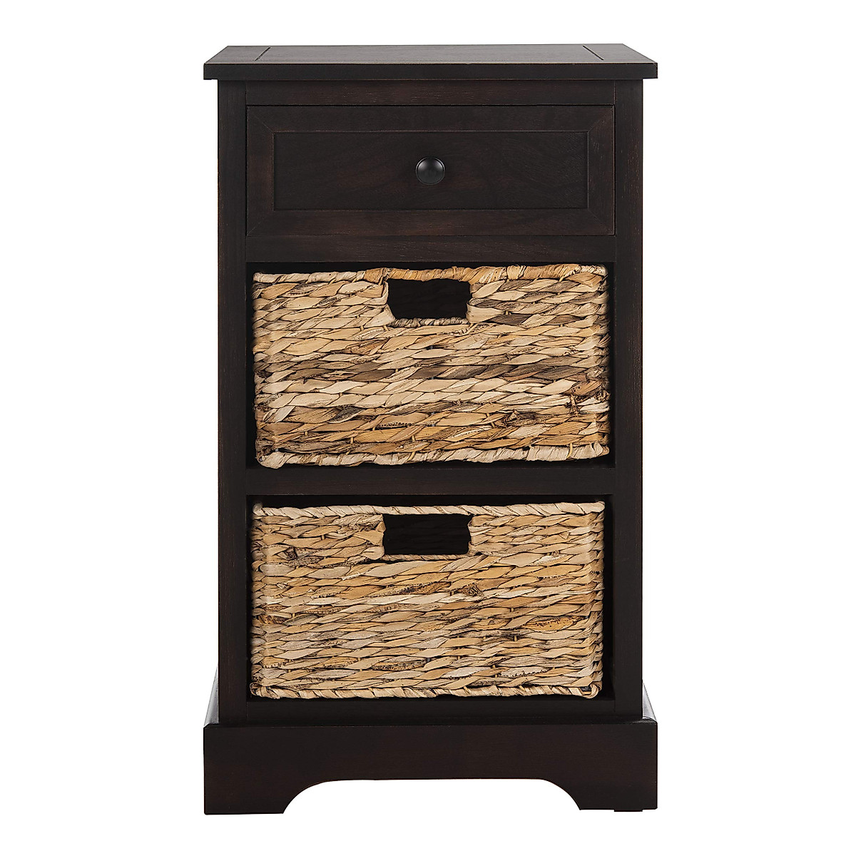 SAFAVIEH Home Collection Carrie Brown/ Natural Wicker 3-Drawer Storage Nightstand Side Table (Fully Assembled)