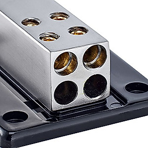 InstallGear 4/8/10 AWG Gauge Power Distribution Block 4 Gauge in to (4) 8/10 Gauge Out | Fuse Block | Fuse Block for Auto, RV, Motorcycle, and Boat