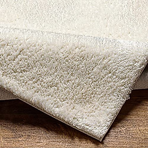 Hauteloom Heavenly Solid Shag Area Rug for Living Room Bedroom - High Pile Fluffy Carpet - Soft Shaggy Cozy Plush Rug - Cream, Off White, Ivory, Light Beige - 6'7" x 9'