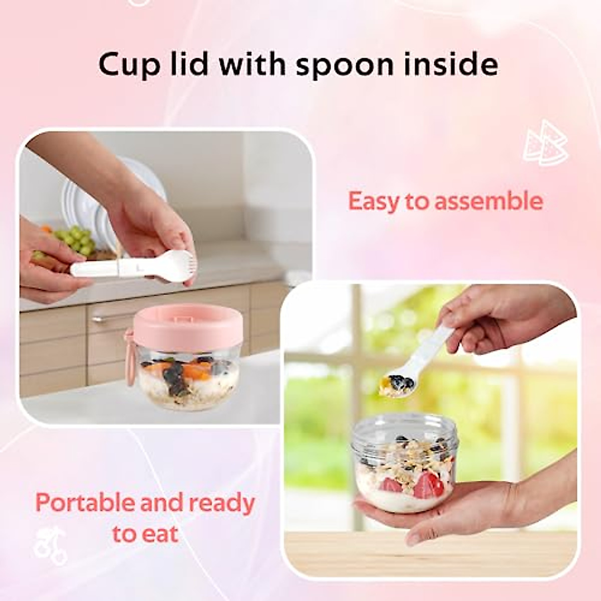 JAOBHAHY Mason Jars for Overnight Oats,4PCS Overnight Oats Jars with Lid and Spoon,20 oz Plastic Overnight Oats Jars with Large Capacity Airtight for Salad Yogurt,Cereal,Fruit