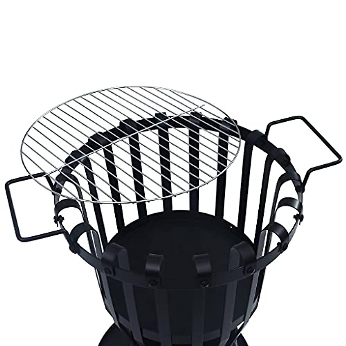 Firepit Grill Rack,Fire Pits for Outside,Bonfire Steel Fire Pit,Small Outdoor Fire Pit,Garden Fire Pit Basket, with BBQ Grill Steel 19"