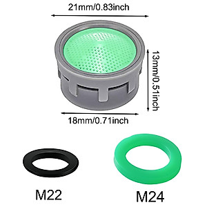 MOILINJAEY Faucet Aerator, 1.5 GPM Flow Restrictor Insert, Faucet Aerator Replacement Part for Bathroom or Kitchen Faucet Filter, Fits Male and Female Faucet Aerators with Washers (20 Pcs)