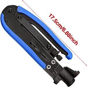 Taiss Coax Cable Crimper Tool Kit with 20 PCS F Style RG59 RG6 Compression connectors,Coaxial Cable Stripper,Coaxial Cable Compression Tool Kit,Adjustable RG59 RG6 RG7 RG11 coaxial cable crimper