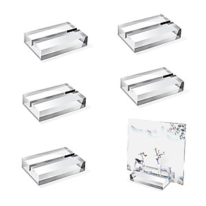 BENBO Acrylic Stands Place Card Holders, 5 Pieces Clear Acrylic Sign Holder Table Number Stands Holder Stands with Card Slot, Card Display Stand for Table Wedding Photos Office Menu Meeting