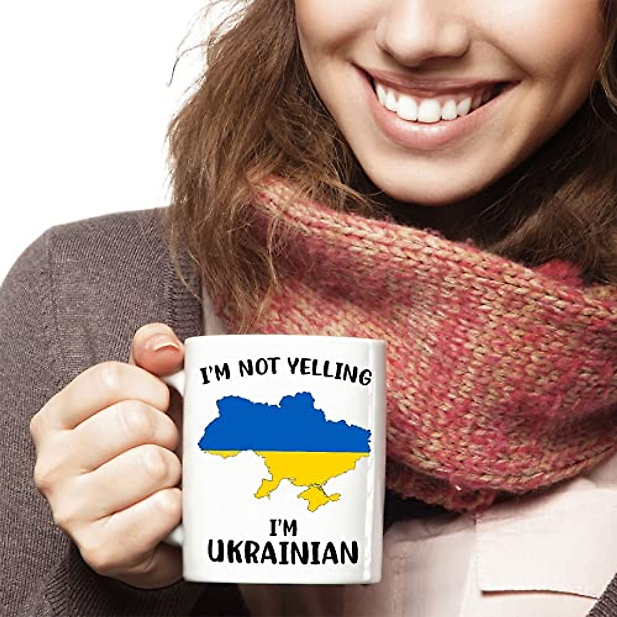 Funny Ukraine Pride Coffee Mugs, I'm Not Yelling I'm Ukrainian Mug, Gift Idea for Ukrainian Men and Women Featuring the Country Map and Flag, Proud Patriot Souvenirs and Gifts