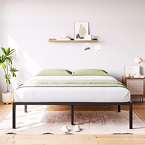 SunnyFurn Full Bed Frame Platform,14 Inch Metal Full Size Bed Frames No Box Spring Needed,Heavy Duty Steel Slat Mattress Foundation,Easy Assembly,No Noise and No Shaking