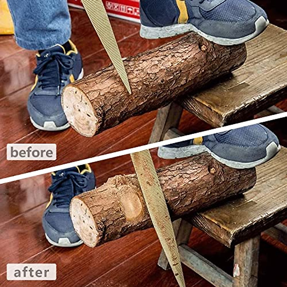 NKTM Needle File Set Wood Files for Wood Working Files Tools Golden Tapered Wood Rasp File with Rubber Handle in Gift Bag for Carving 2 Pack (8 * 10 inch)