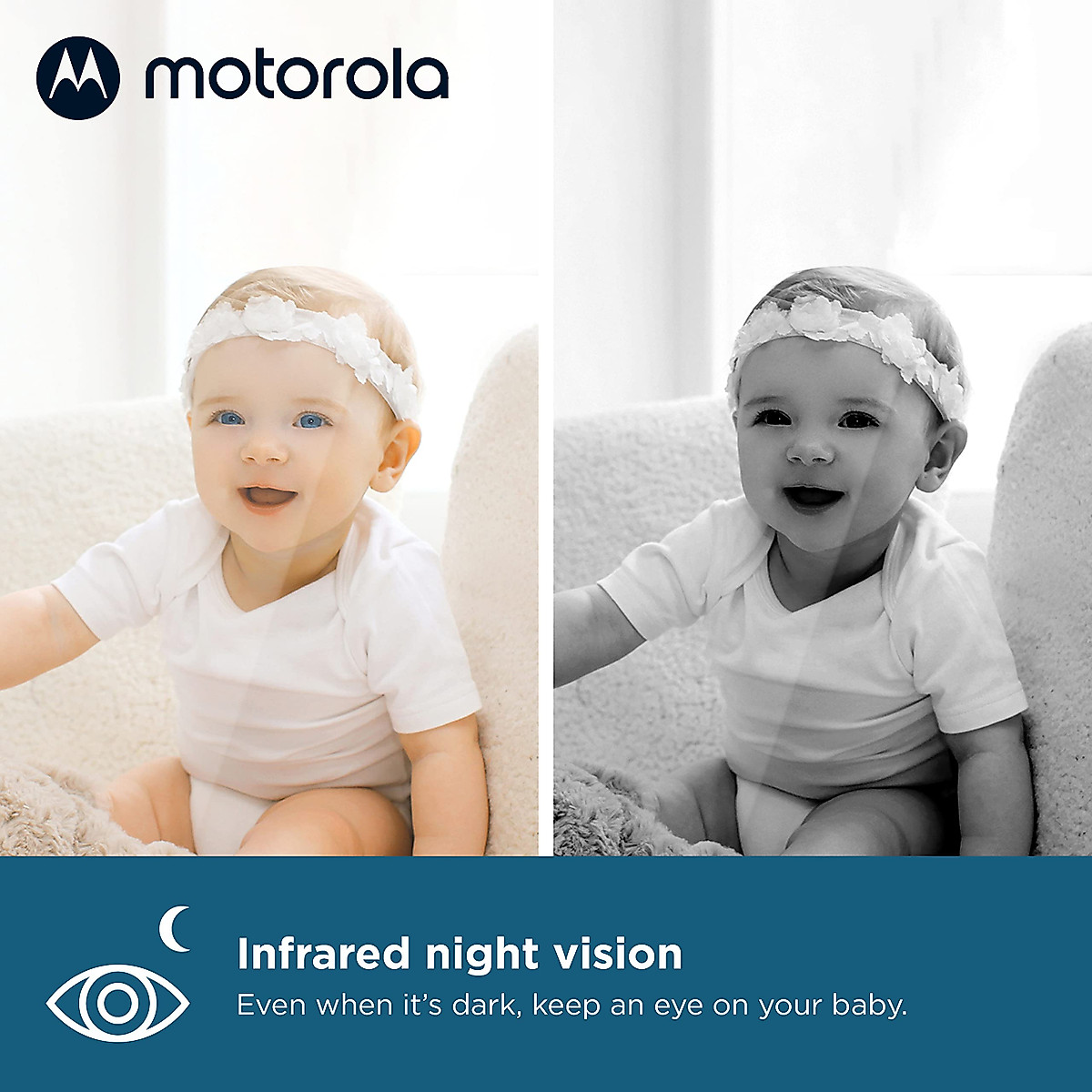 Motorola VM34 Video Baby Monitor W/2 Cameras, 1000ft Range, 2.4 GHz Wireless 4.3" Split Screen, Two-Way Audio, Manual Pan/Tilt, Digital Zoom, Room Temp Sensor, Lullabies, Night Vision