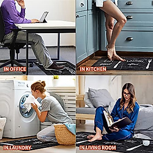 YXSS Anti Fatigue Kitchen Mat, Thick Cushioned Kitchen Rug Set, Waterproof Non Slip Kitchen Floor Mat, Comfort Standing Mats for Home, Office, Laundry Black (17”x28” +17”x47”)