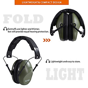 HUARUI Noise Canceling Ear Muffs, Shooting Ear Muffs,Shooters Ear Protection (Green)