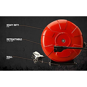 Woods 48004 14/3 SJTW Metal Extension Cord Reel with Locking Plug; Red; 30-Feet; Foot; Orange