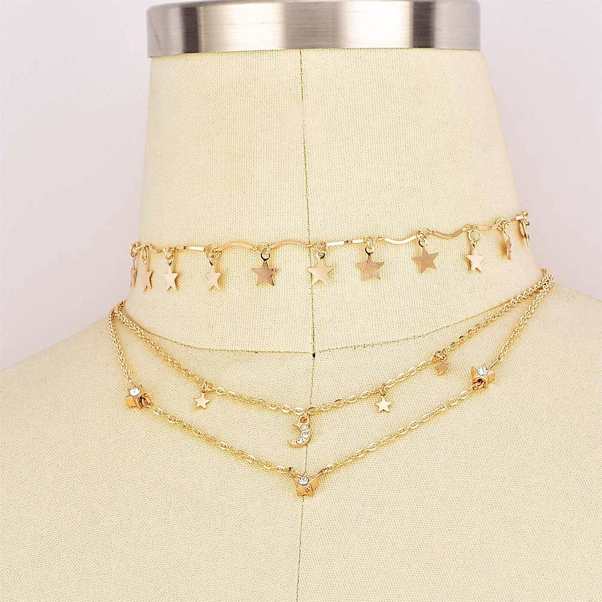 BERYUAN Simple Choker Moon Star Choker Pendant Necklace Trendy Choker Necklace for Women