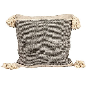 Bloomingville Recycled Cotton Blend Pillow with Tassels, Grey