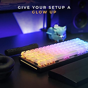 Glorious Polychroma Keycaps: Clear for RGB Shine Through for Mechanical Gaming Keyboards, 115 Keys, Translucent Cherry Profile