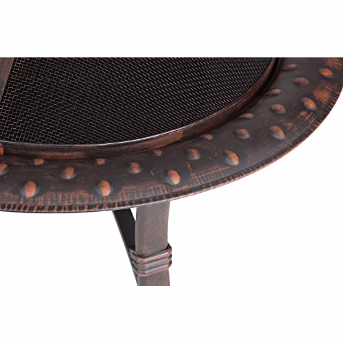 Fire Sense 60857 Fire Pit Roman Brushed Painted Steel Legs Wood Burning Lightweight Portable Patio Outdoor Firepit Backyard Fireplace Included Screen Lift Tool - 35"