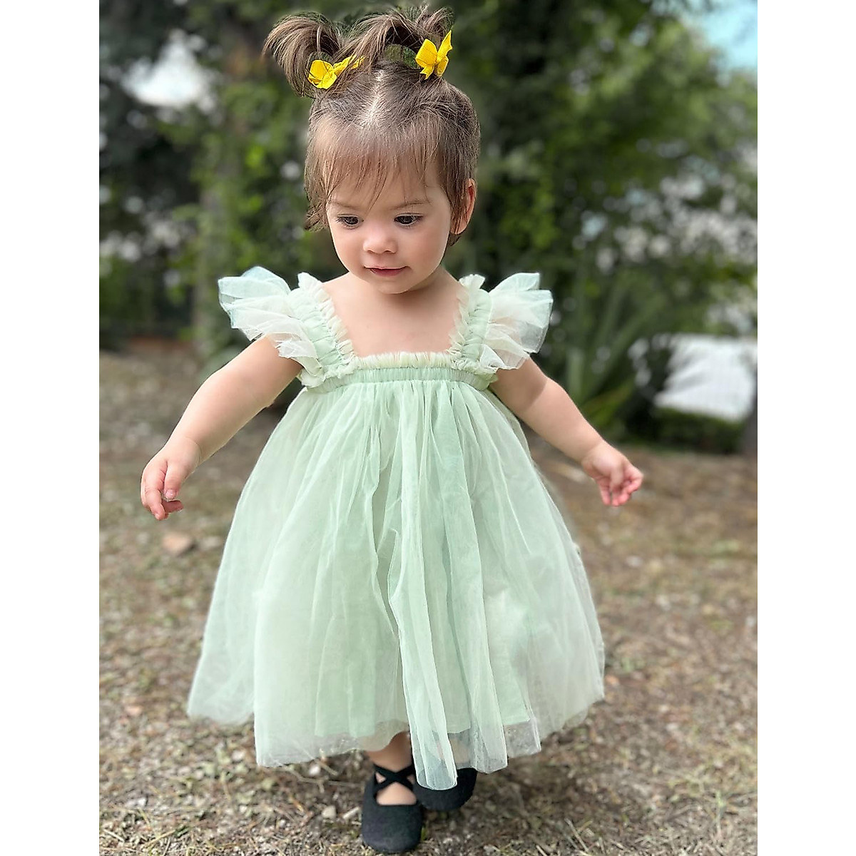 AGQT Baby Girls Tutu Dress Sleeveless Toddler Infant Tulle Tutu Dresses Birthday Party Flower Wedding Layered Lace Mini Layers Dress Light Green Size 4-5T