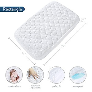Baby Waterproof Bassinet Mattress Pad Cover and 100% Cotton Sheet(White+Greny), 20" x 28"