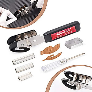 Dual Blades Vinyl Cutter Two Cuts in One with 4 Width-Spacer Pins PTFE Coating Safety Film Cutting Knife for Vinyl Median Strip Cutting and Car Window Tinting 10 Spare Blades + 5 Felts Included