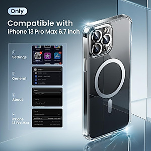 Dysnomia Magnetic Case for iPhone 13 Pro Max Case, Clear Upgraded [Camera Cover] [No.1 Anti Yellowing] [Powerful Magnets], Compatible with MagSafe, Protective Slim Thin Cover, 6.7 inch, Clear