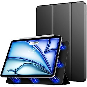 TiMOVO Case for iPad Air 11 Inch M2 Case 2024, iPad Air 6th/5th/4th Generation Case (2024/2022/2020), Strong Magnetic Trifold Stand Cover, Support Apple Pencil Pro/2nd/USB-C - Black