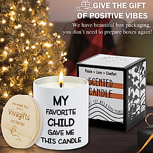 10oz Funny Mom Candle Christmas Gifts for Mom from Favorite Child Daughter Son, Xmas Holiday Best Mom Ever Gifts Parents Candle Gifts, Birthday Step Mom Mother in Law Gift, Mom Lavender Scented Candle
