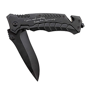 6th Anniversary Pocket Knife gift for Hunband, Happy 6th Anniversary Present for Him, Happy Iron Anniversary, 6 Years of Wedding Marriage Gift for Him