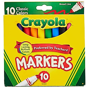 Crayola 758114552570 Broad Line Markers, Classic Colors 10 Each (Pack of 24), Case of 24 no, Count