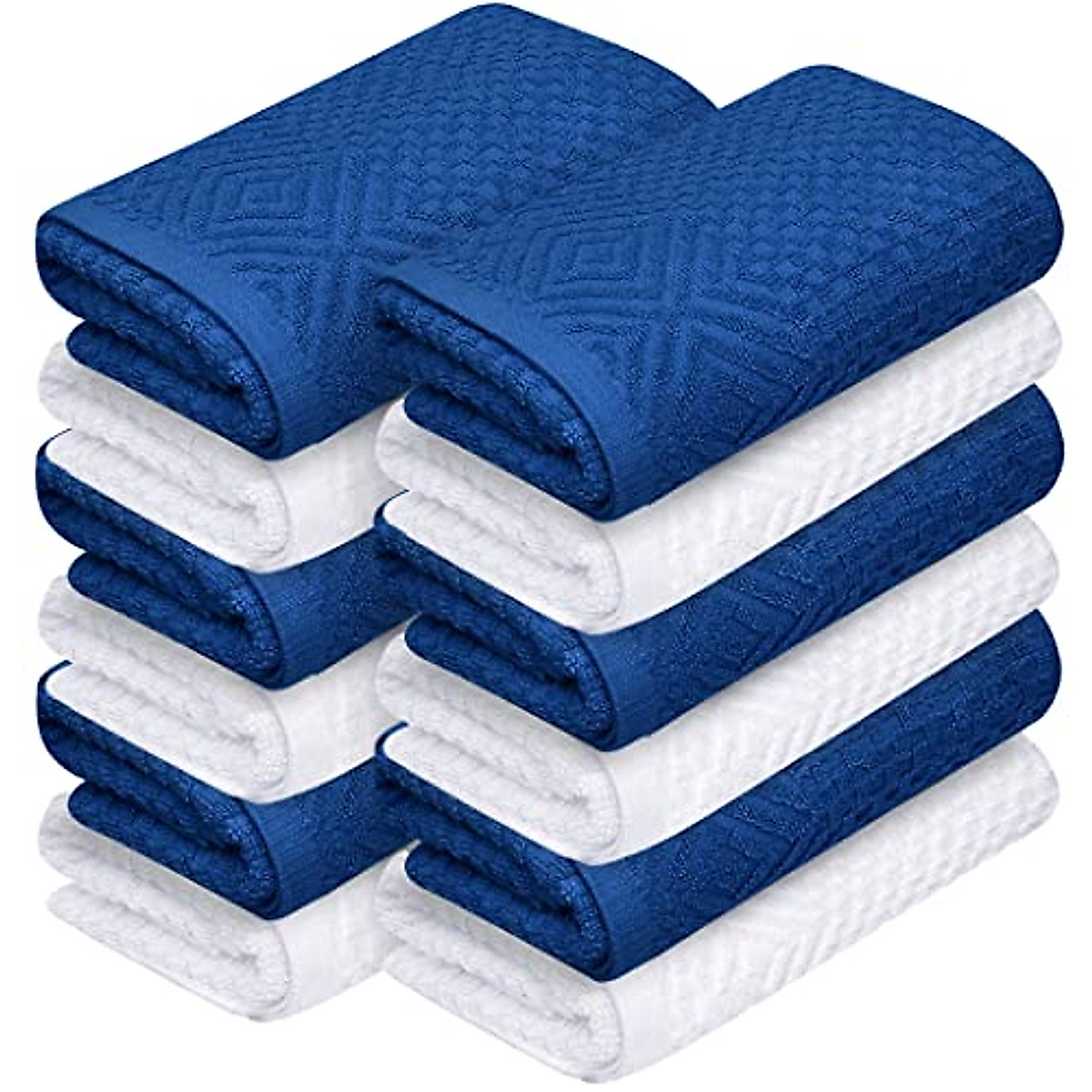 Oakias Kitchen Towels Blue (12 Pack, 16 x 26 Inches) – Cotton Kitchen Hand Towels – 450 GSM – Highly Absorbent & Quick Drying Dish Towels – Big Pop Weave