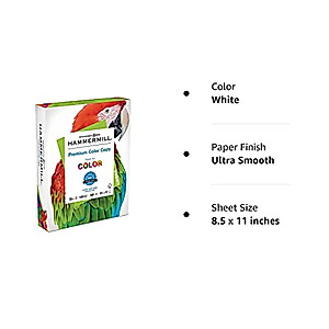 Hammermill 10263-0 PREMIUM COLOR COPY PAPER, 100 BRIGHT, 32LB, LETTER, PHOTO WHITE (500-Sheets/Ream)