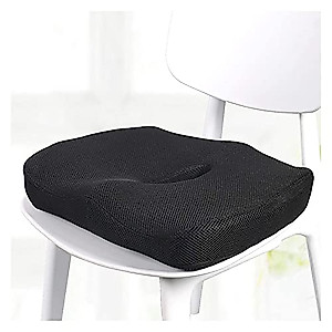 HHWKSJ Cushion - Use for Chairs, Car, Office, Commute, Airplane, Wheelchair - Portable - Relieve Sciatica, Coccyx/Tailbone & Chronic Back Pain Relief - Ergonomic Comfort - Long Lasting (Black)