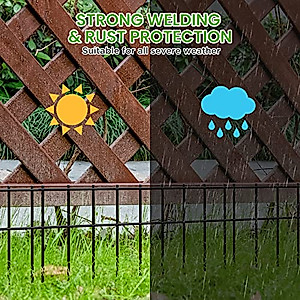 9 Pack 16x12-inch No-Dig Animal Barrier Fence, SOCBAZZAR Underground Dog Digging Barrier Fence with 2 inch Spike Spacing, Rustproof Metal Fence Defense for Outdoor Garden Yard, Black