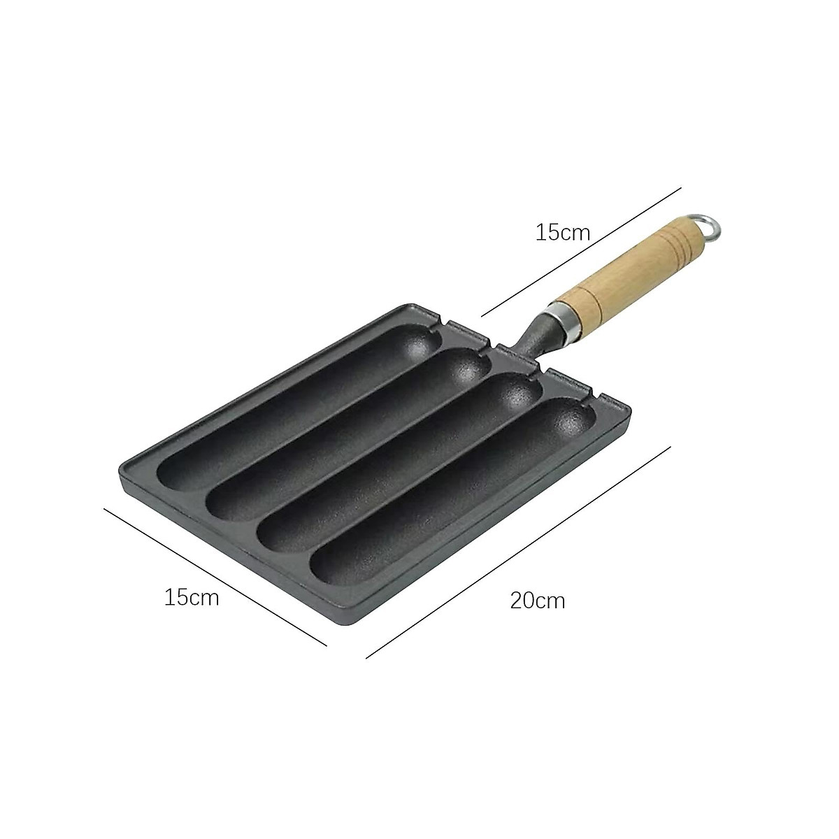 Gralara Sausage Grilling Pan Corn Dog Grill Pan Non Coating Cast Iron 4 Grid Hot Dog Presser Maker Hot Dog Grill Pan for All Stovetop Breakfast, Rectangle