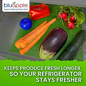 Bluapple FreshMats 4-Pack, 12" x 15" Cuttable, Washable, & Reusable Sponge Refrigerator Fruit & Vegetable Shelf Liner to Keep Produce Fresh Longer, Anti-Bruising, Promotes Air Circulation