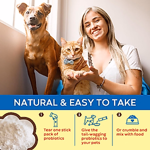 Probiotics for Dogs and Cats, 5 Billion CFU, Veterinarian Formulated, Digestive & Immune Health, Gut Flora Balance, All Natural Probiotic Powder, Chicken Liver Flavor, 40 Sticks