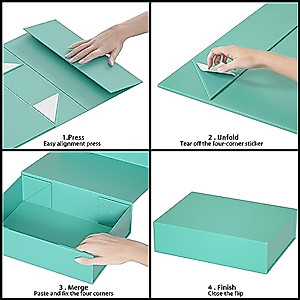 PSHVYM Gift Boxes with Lids, 11.5x7.8x3 In Tiffany Blue Gift Box for Presents Magnetic Closure for T-Shirts, Gloves, Scarves, Books, Baby Clothes, Robes Clothing Gift Wrap, Contains Card, Ribbon