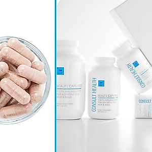 Consult Health Beaute Caps PRO - Supports Healthy Hair, Skin & Nails - Biotin 10,500 mcg - Red Orange Complex - Collagen - High Potency Support - Vitamin C & D - Minerals - 60 Day - 120 Capsules