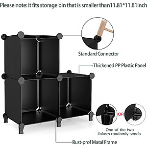 Anenz Cube Storage Shelves, DIY Plastic Cabinet Organizer - Unit for Closets Bedroom, Playroom, Living Room, Office, Dorm - Black (Set of 3)