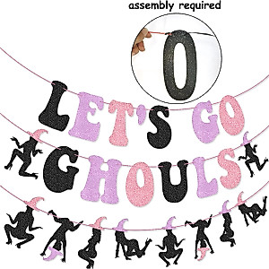 Pink Purple Let's Go Ghouls Banner Garland for Halloween Bachelorette Party Halloween Birthday Party Decorations