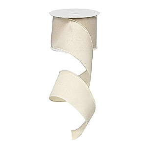 Solid Canvas Wired Edge Ribbon, 10 Yards (Cream, 2.5 Inches)