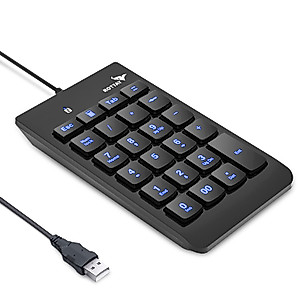 Rottay Backlit Number Pad, Wired Numeric Keypad Silent Keyboard Extensions External 10 Key USB Keypad for Laptop & PC