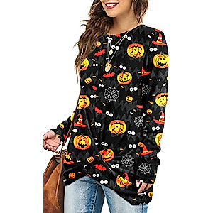 Jescakoo Womens Sweaters Fall 2022 Blouses for Women Fashion 2022 Black Halloween Cloth S