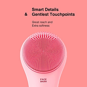 NågraCoola CLIE Facial Cleansing Brush, Waterproof and Rechargeable Electric Face Scrubber for Men & Women, Exfoliating, Massaging, and Cleansing - Pink