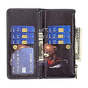 YEALLY Zipper Cover Case for Infinix Smart 6 Case PU Leather Wallet Case Pouch Bag, Coin Purses, Money Pocket Large Capacity 9 Card Slots, Stand-View & Flip Picture Frame, Style 5